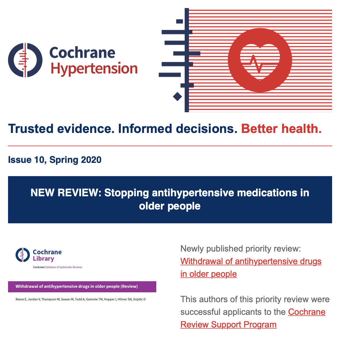 Spring 2020 HTN newsletter now available! | Cochrane Hypertension